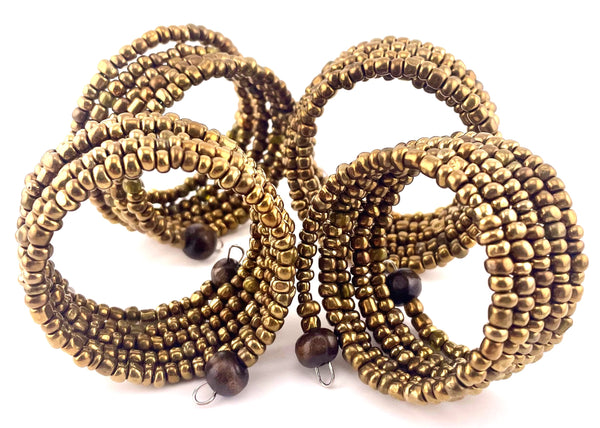 Napkin Rings - Seed Bead Gold with Wood – New Hope Initiative